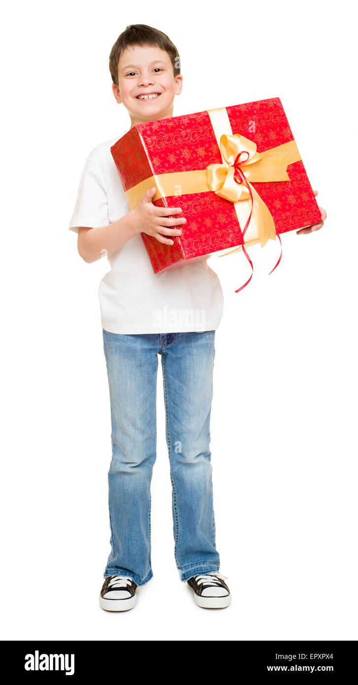 boy with gift box Stock Photo - Alamy