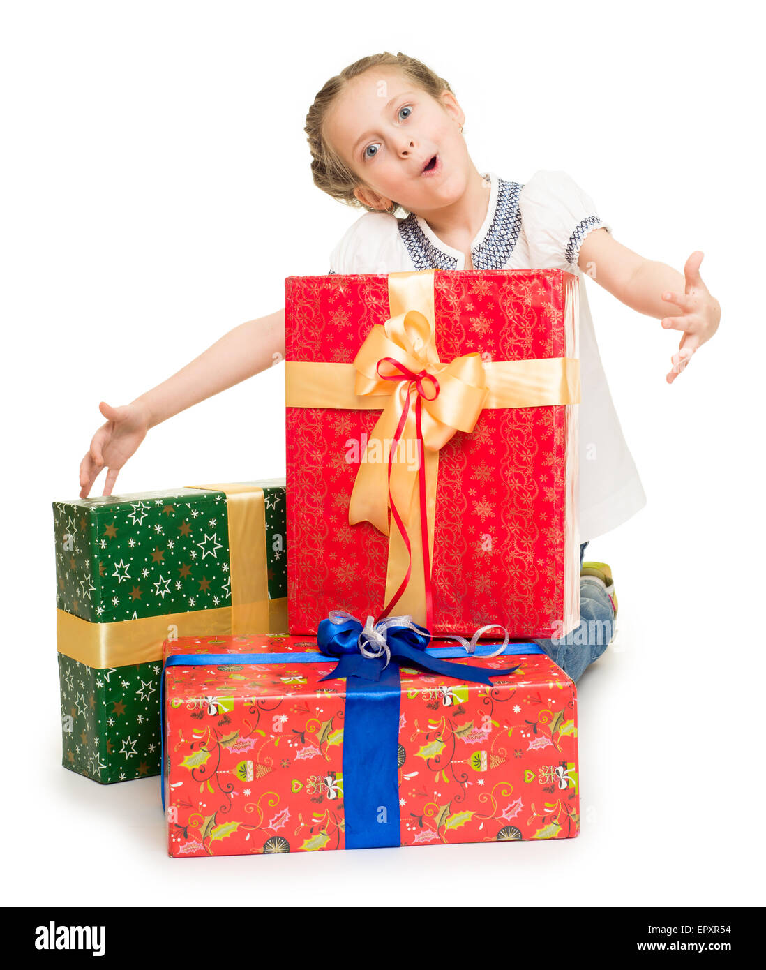 girl with gift box Stock Photo - Alamy
