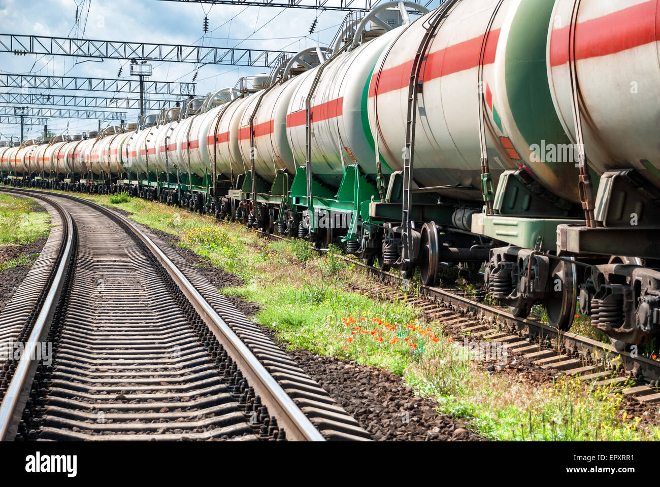 Railway tanks with oil at day Stock Photo - Alamy