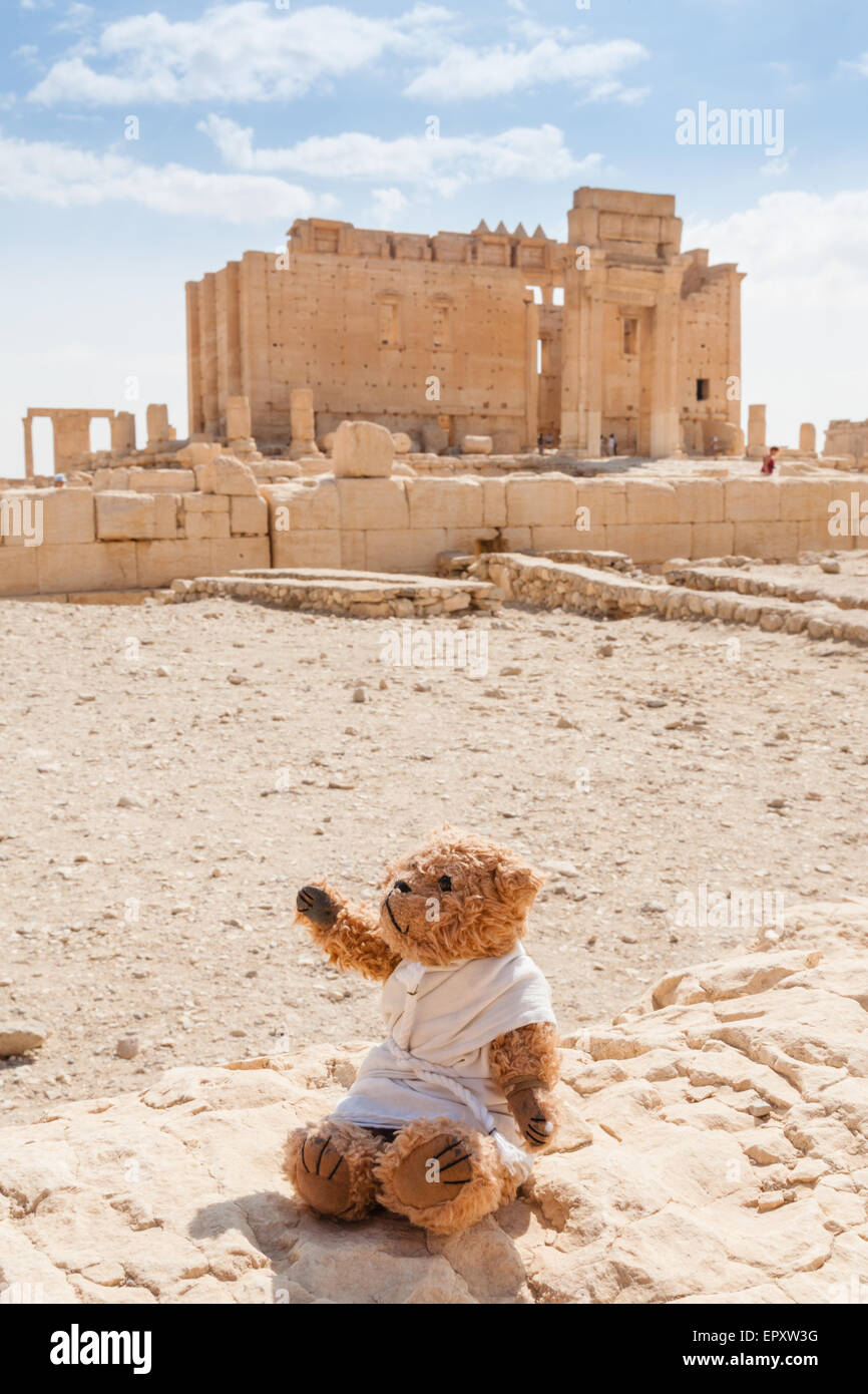 Beni,a teddy bear as a Roman citizen in front of the temple Stock Photo ...