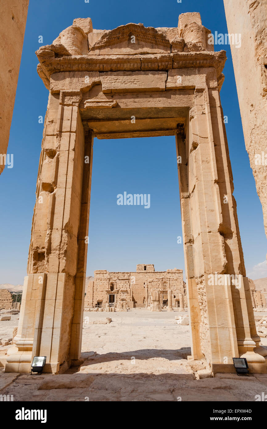 Looking up at doorway to the cella, the holy of holies in the te Stock ...
