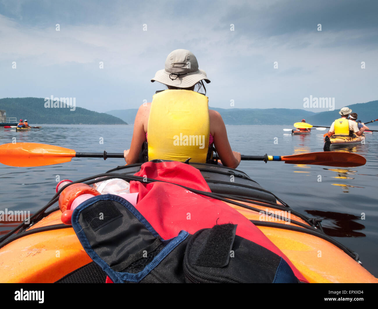 Tourists kayaking in river, Quebec, Canada Stock Photo - Alamy