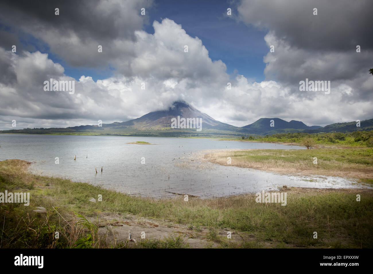 Lake with a volcano in the background, Costa Rica Stock Photo - Alamy