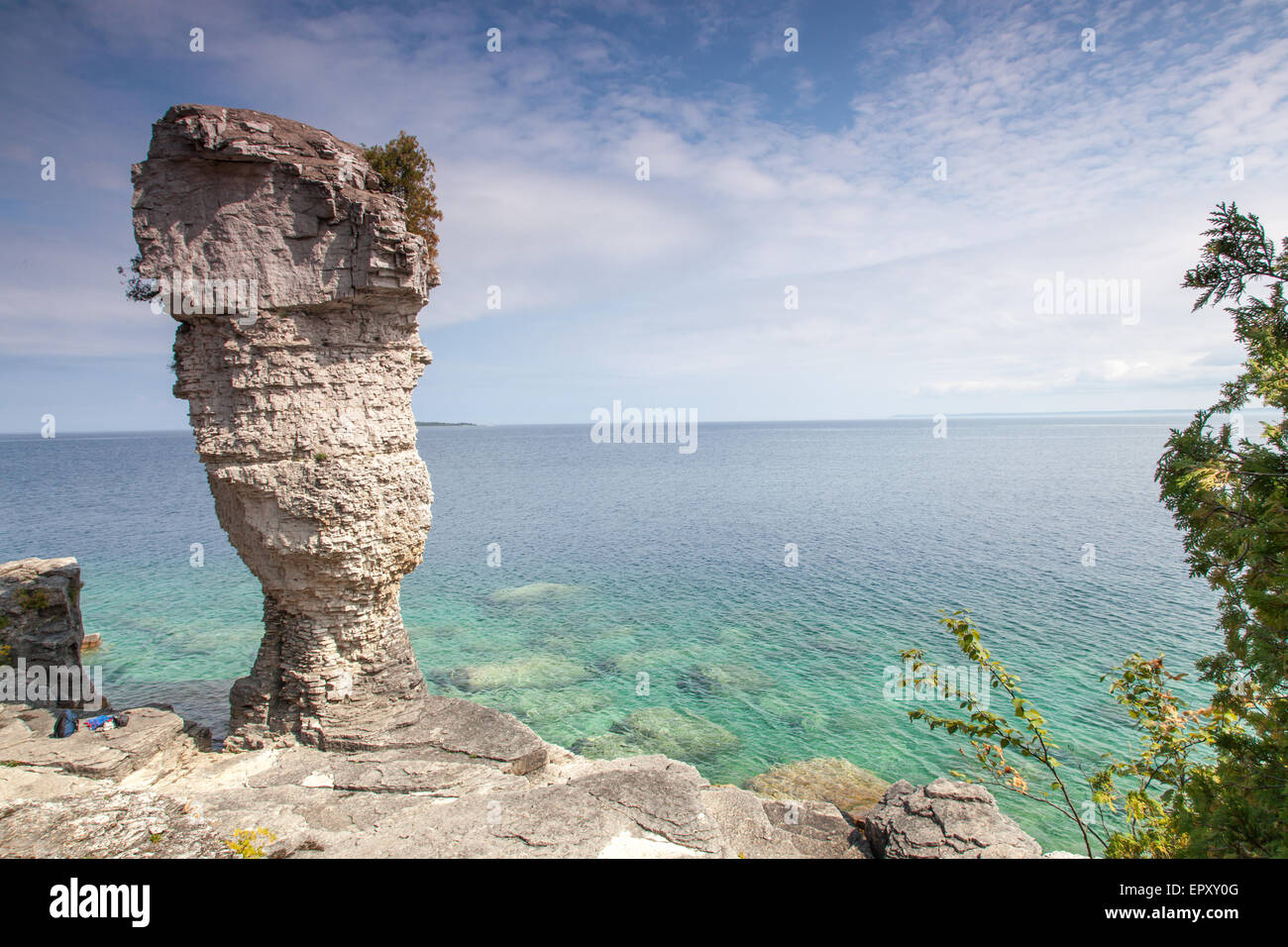 Rock formations at the coast, Flowerpot Island, Georgian Bay, Tobermory ...