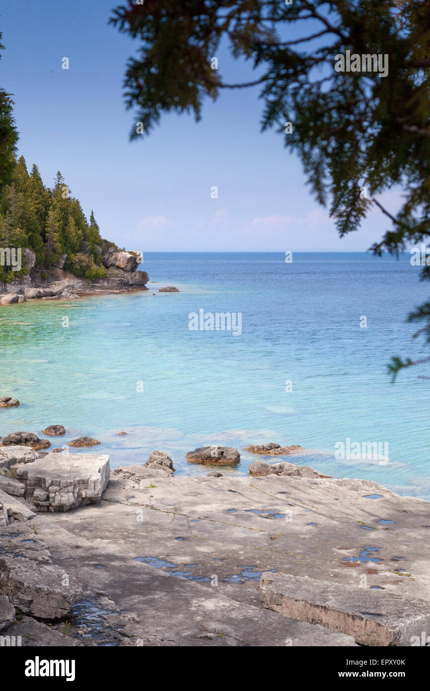 Rock formations at the coast, Flowerpot Island, Georgian Bay, Tobermory ...