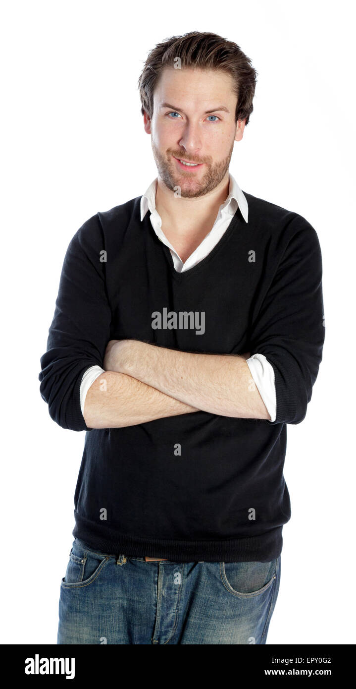 Attractive 30 years old caucasion man shot in studio isolated on a ...