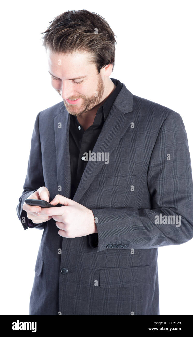 Attractive 30 years old caucasion man shot in studio isolated on a ...