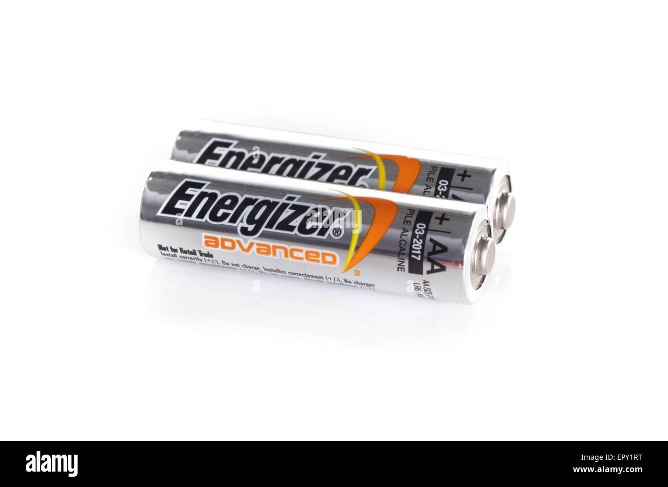 energizer battery isolated on a white background Stock Photo - Alamy