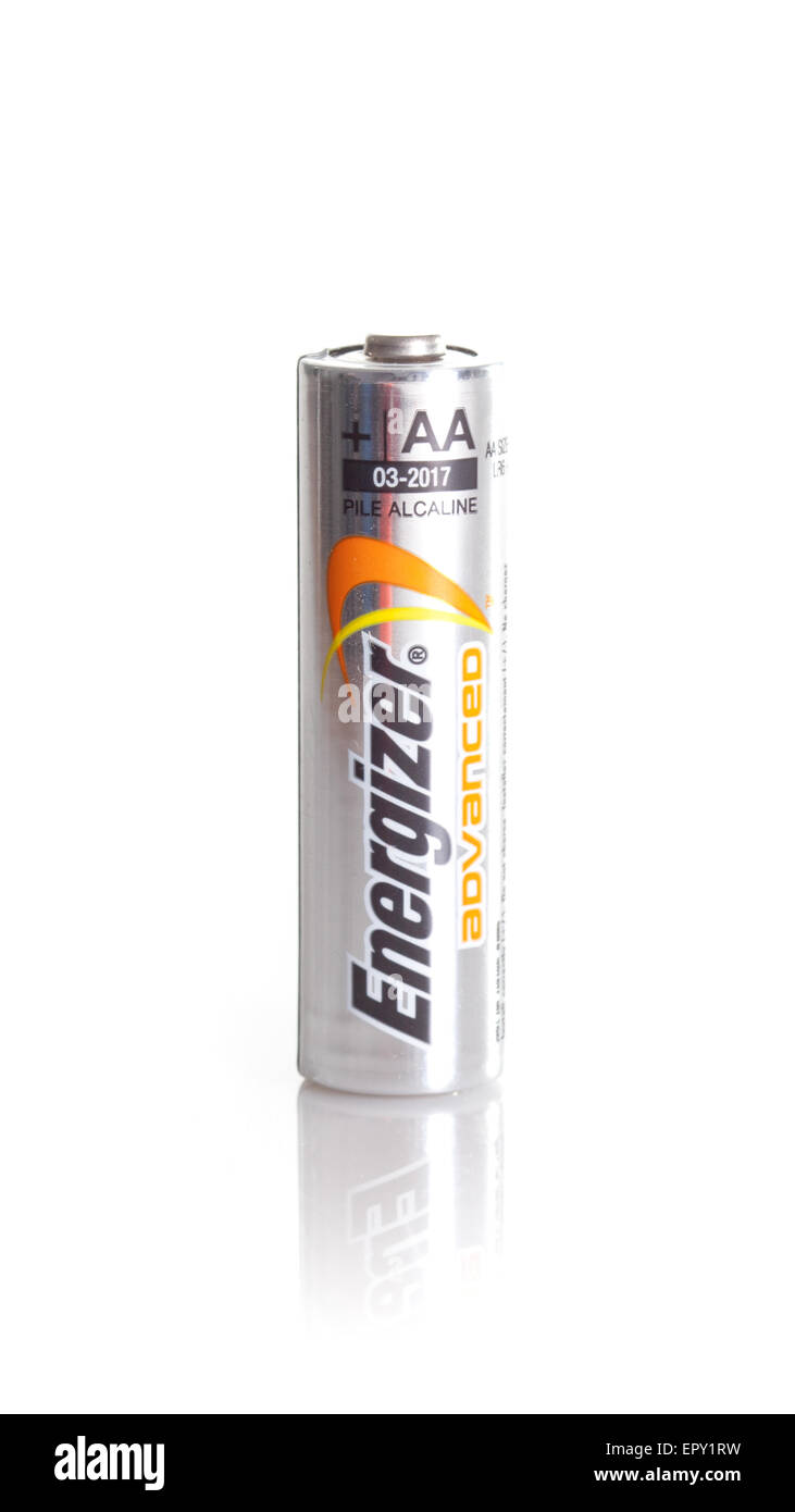 energizer battery isolated on a white background Stock Photo - Alamy