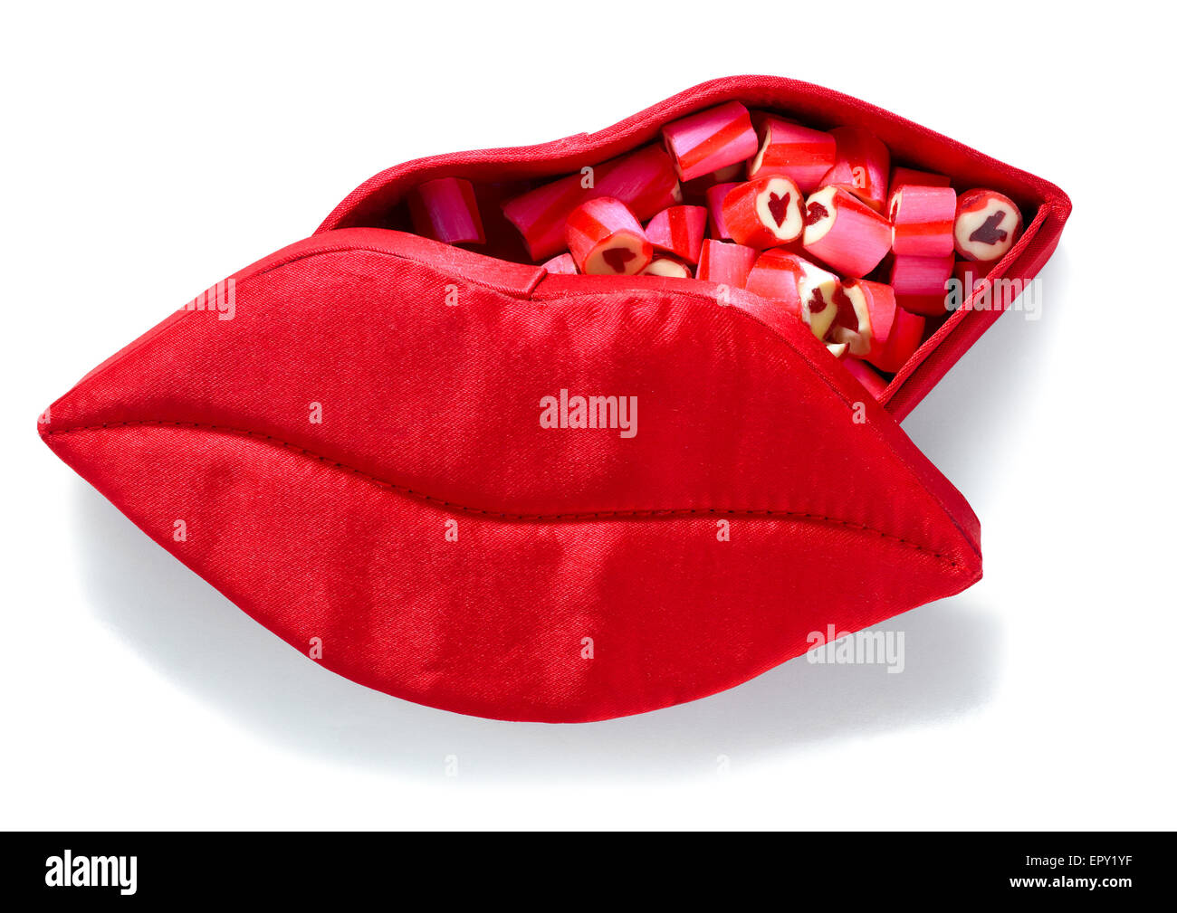 red lips box isolated on a white background Stock Photo - Alamy