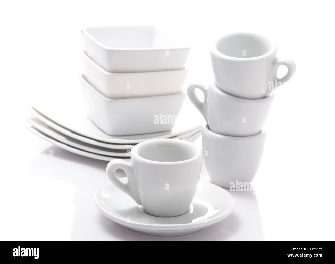 espresso cups and saucers isolated on a white background Stock Photo ...