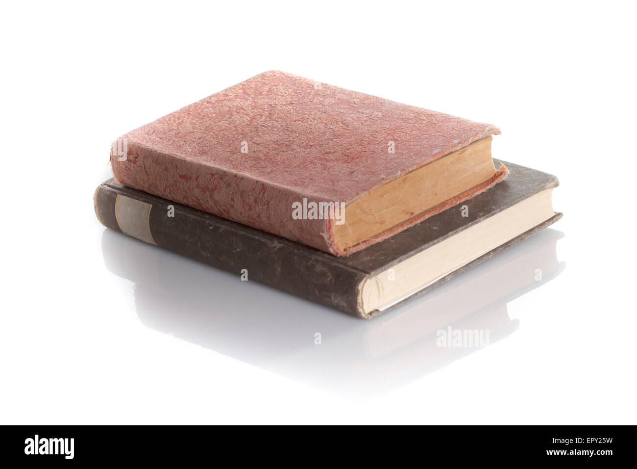 stack of old books isolated on a white background Stock Photo - Alamy