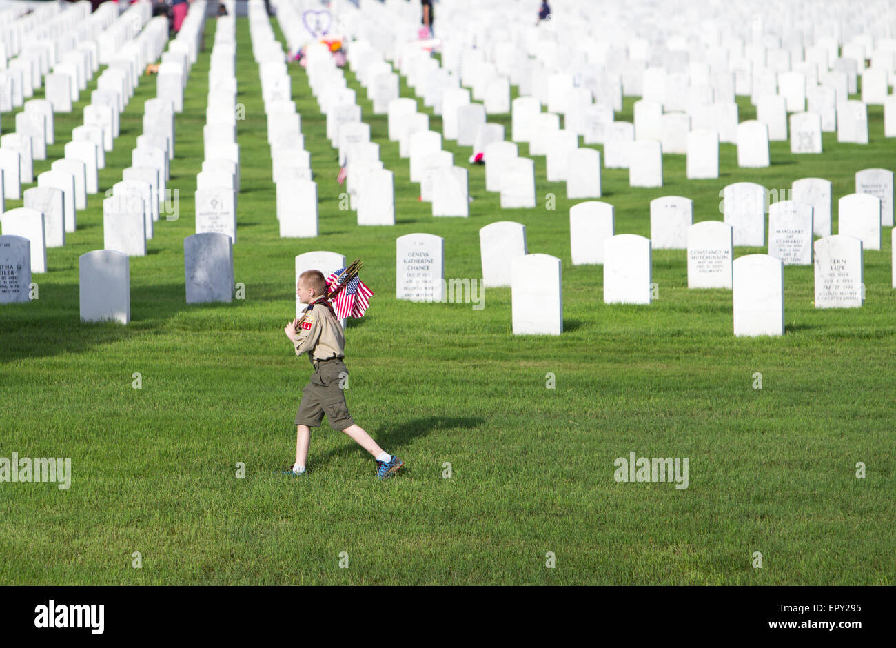 Placing flags at cemetery hi-res stock photography and images - Alamy