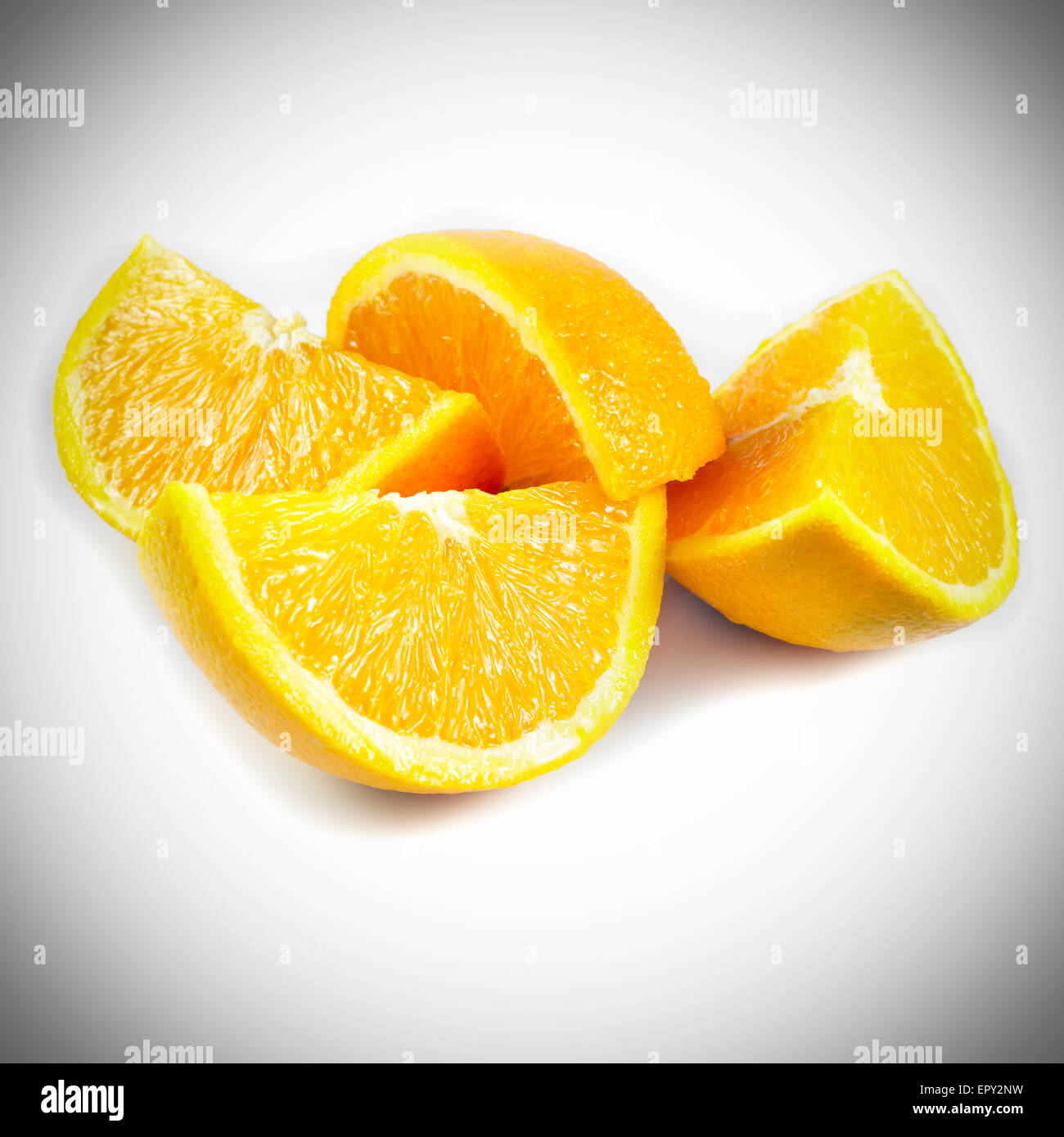quarter of orange isolated on a white background Stock Photo - Alamy