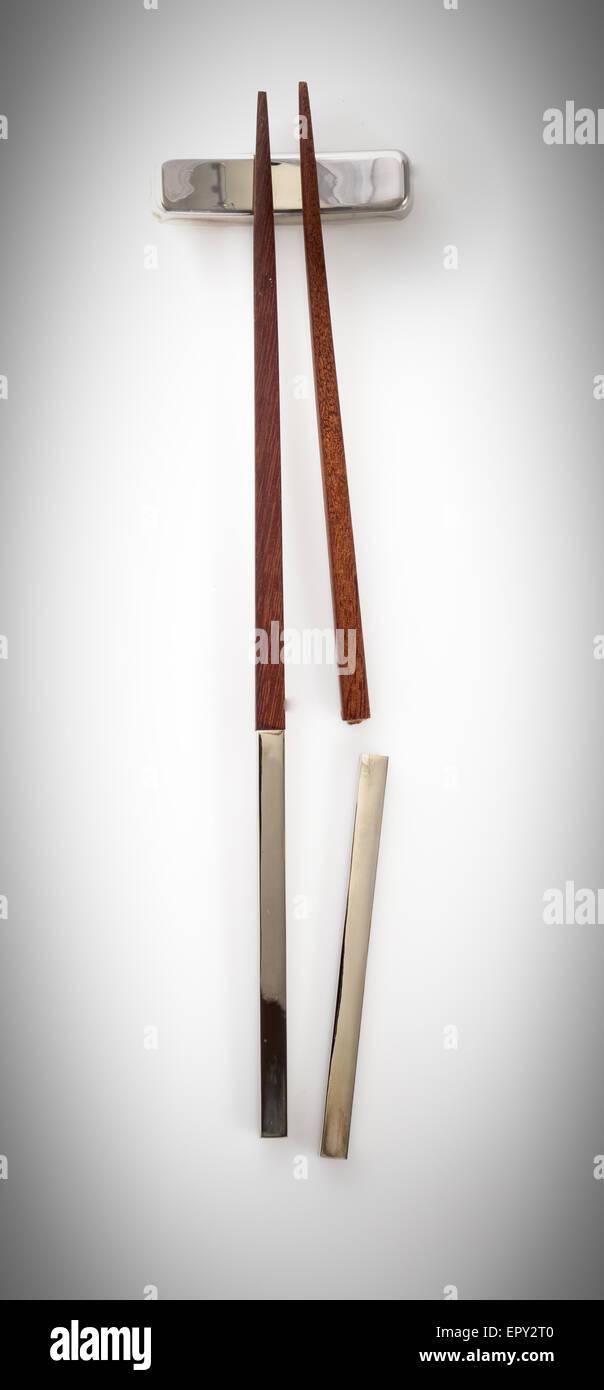 top view of broken chopsticks isolated on a white background Stock ...