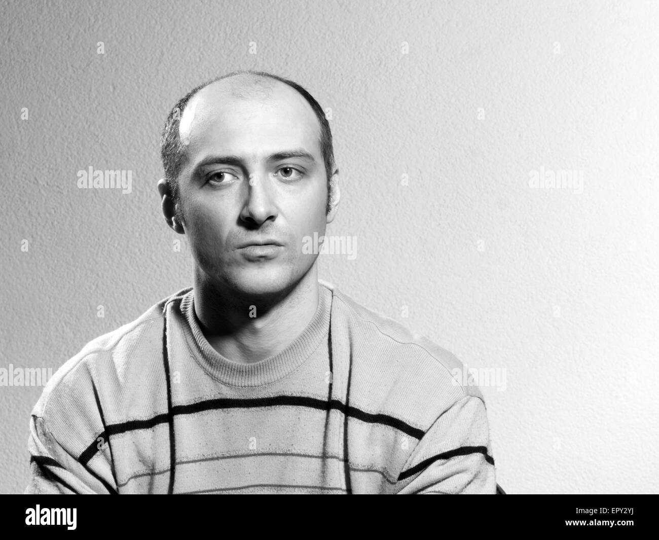 Man bald sad face Black and White Stock Photos & Images - Alamy