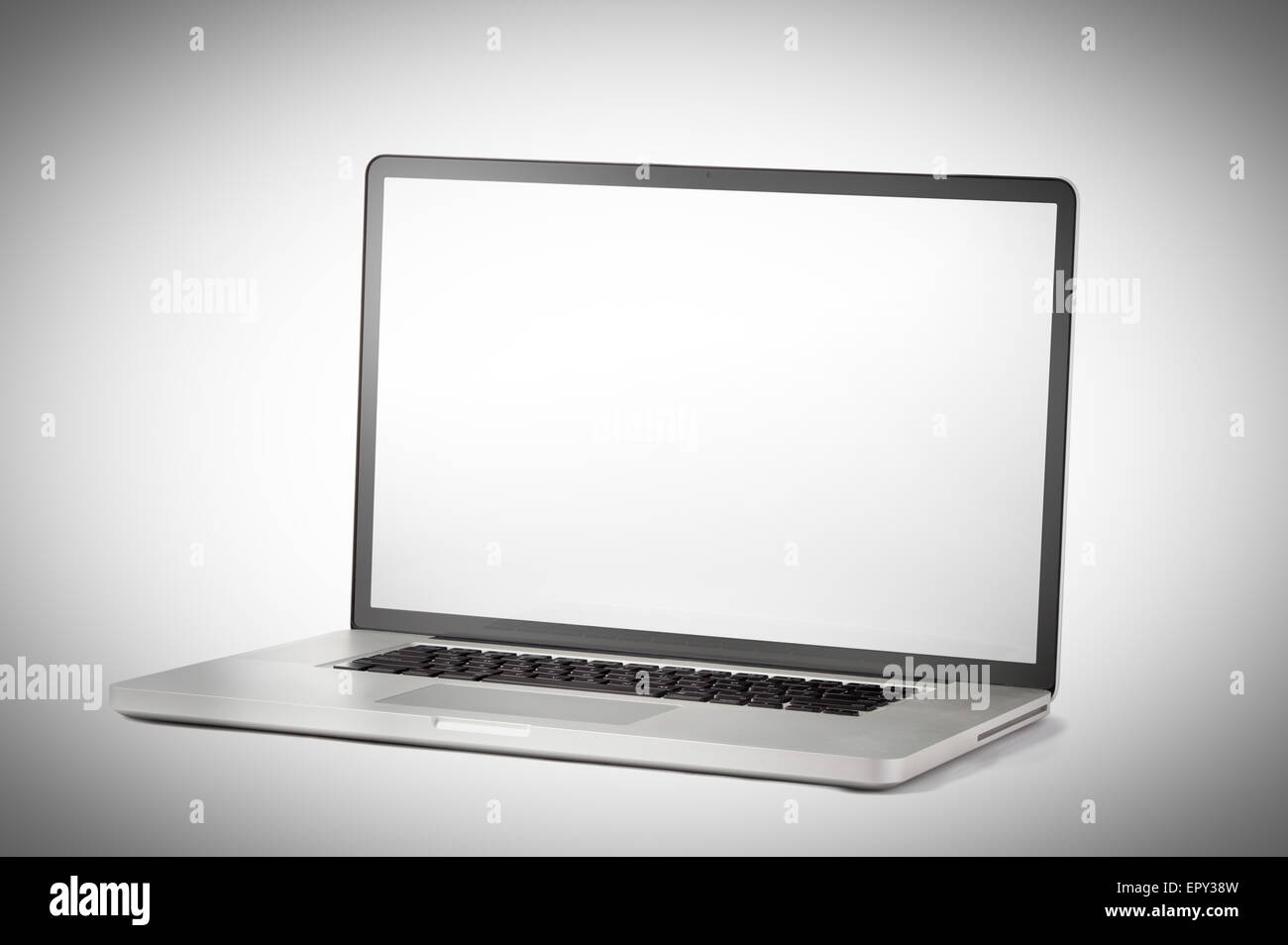 open blank laptop isolated on a white background Stock Photo - Alamy