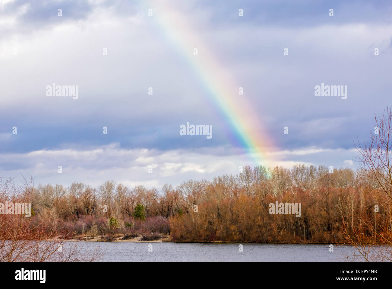 A real rainbow over the Dnieper river in Kiev during winter Stock Photo ...