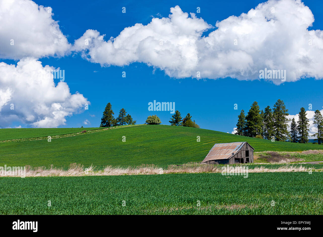Barn and clouds in the sky Stock Photo - Alamy