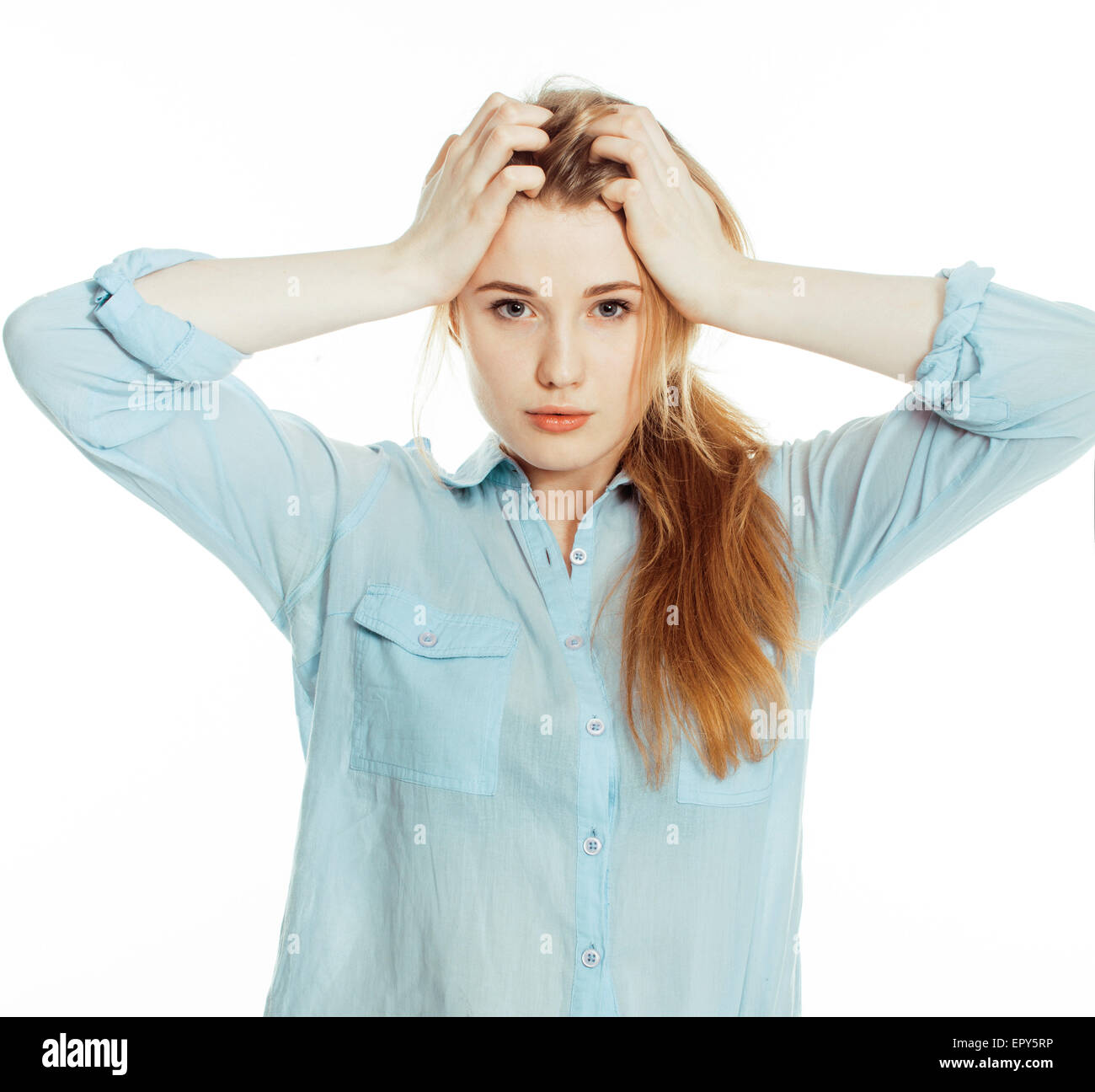 cute young pretty girl thinking on white background isolated Stock ...