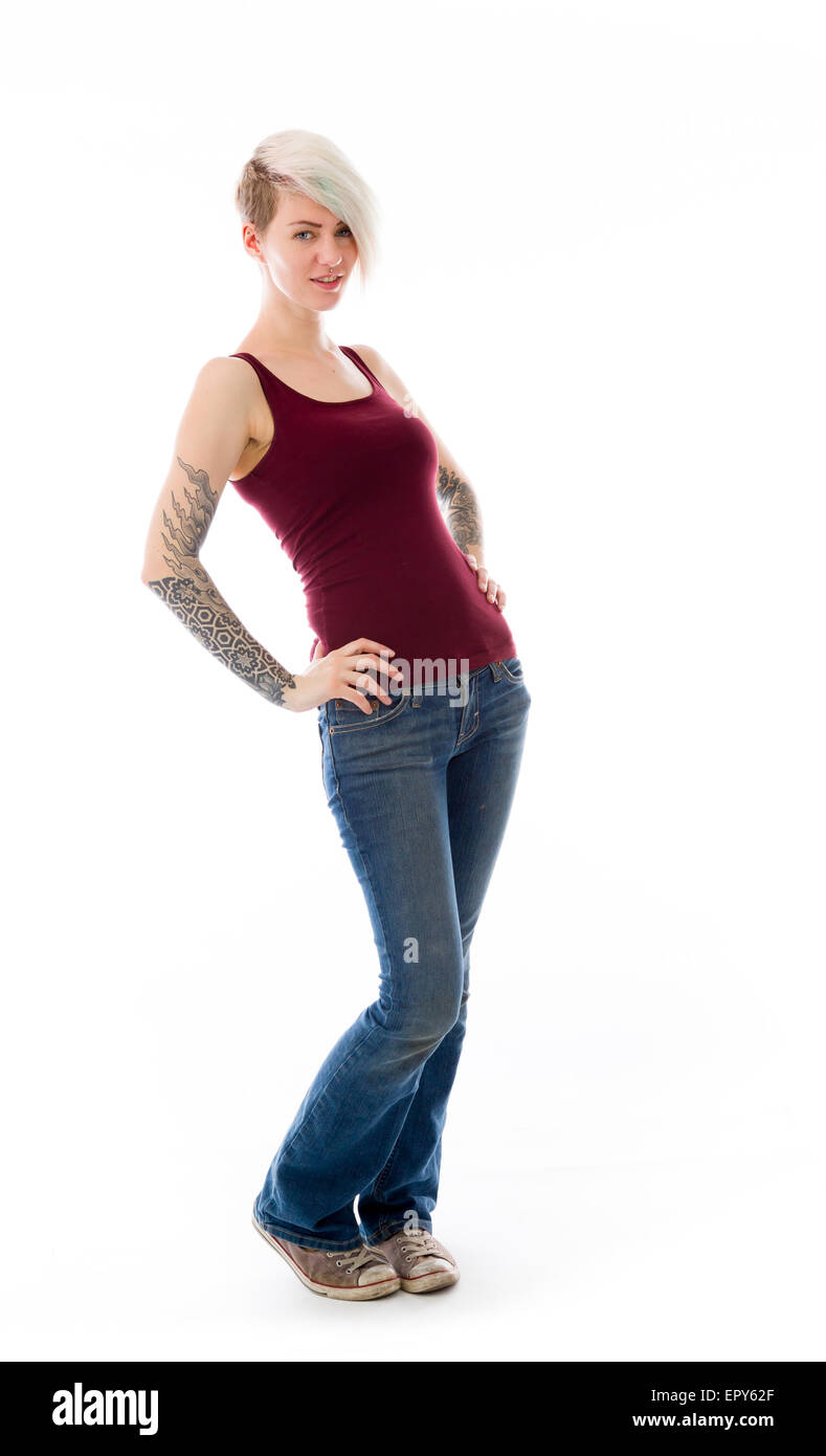 Model in studio isolated on white background Stock Photo - Alamy