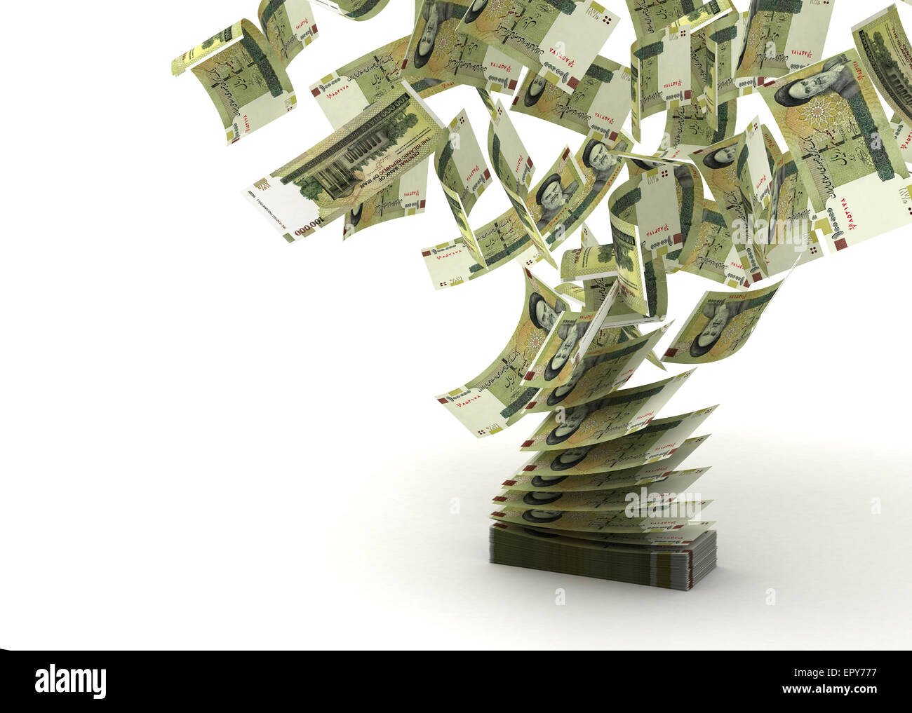 Flying Iranian Rial (isolated with clipping path Stock Photo - Alamy