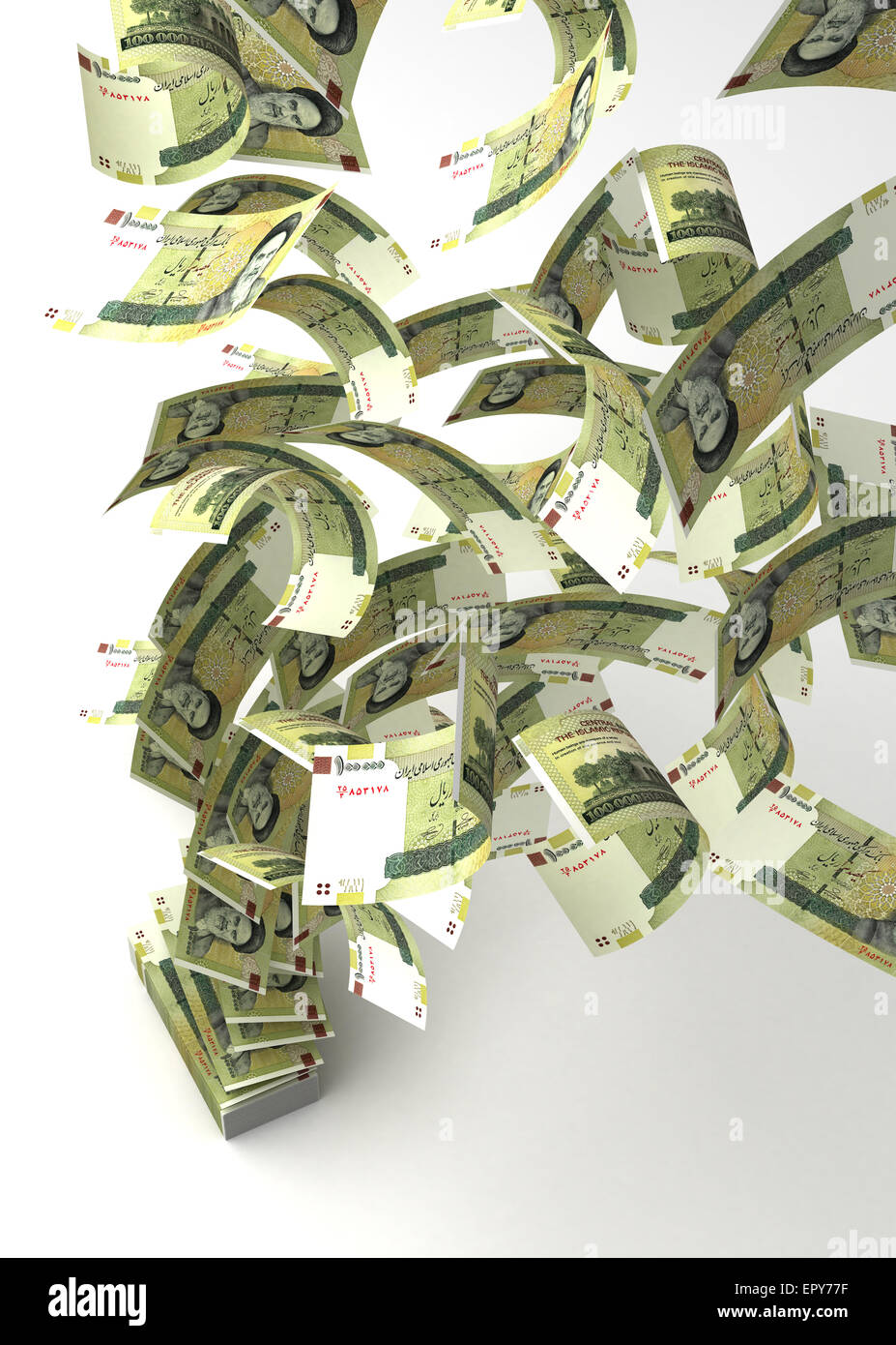 Flying Iranian Rial (isolated with clipping path Stock Photo - Alamy