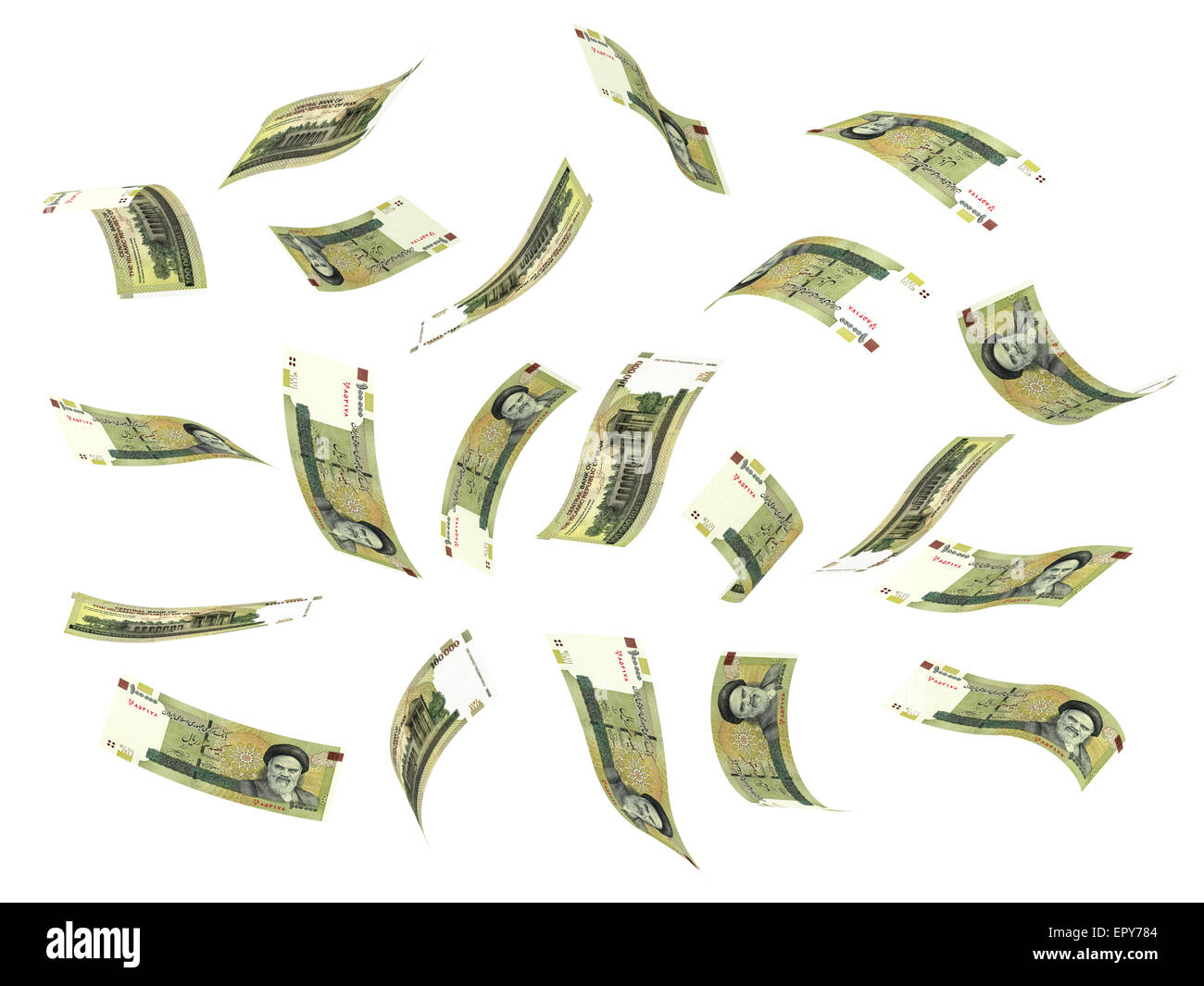 Flying Iranian Rial (isolated with clipping path Stock Photo - Alamy