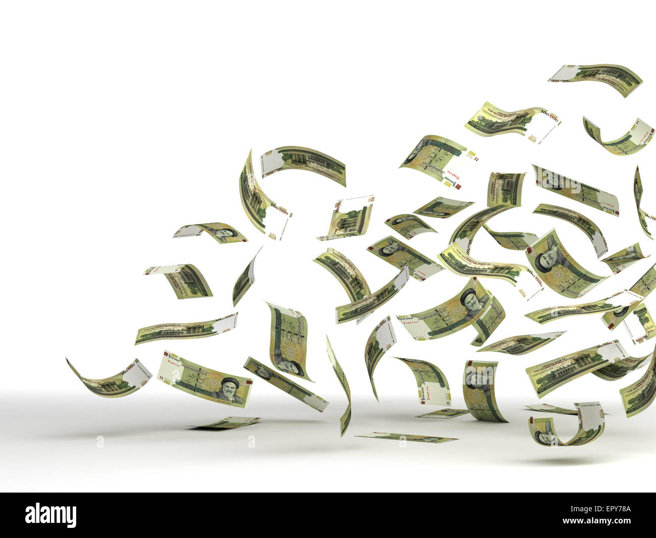 Flying Iranian Rial (isolated with clipping path Stock Photo - Alamy