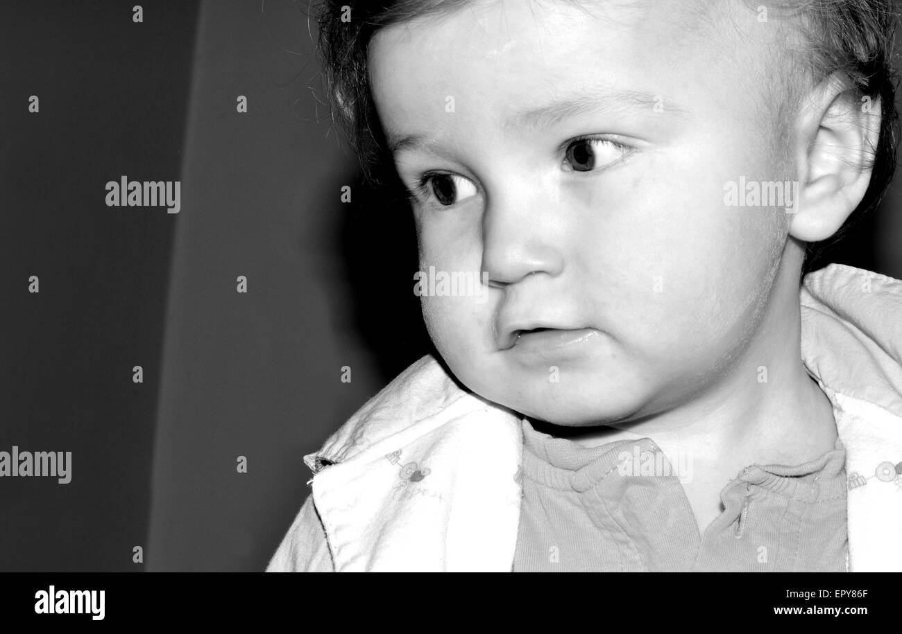 Portrait of an autist child in monochrome Stock Photo - Alamy