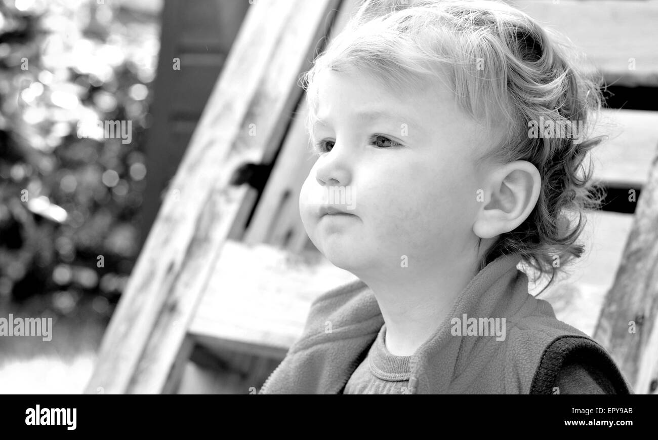 Portrait of an autist child in monochrome Stock Photo - Alamy