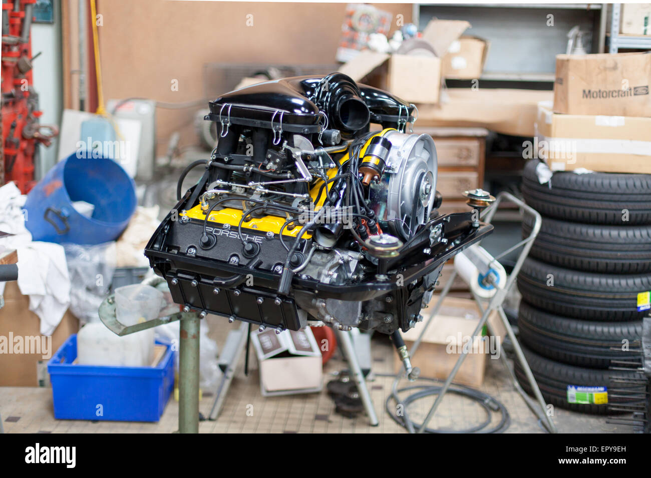 Car engine in a garage Stock Photo - Alamy