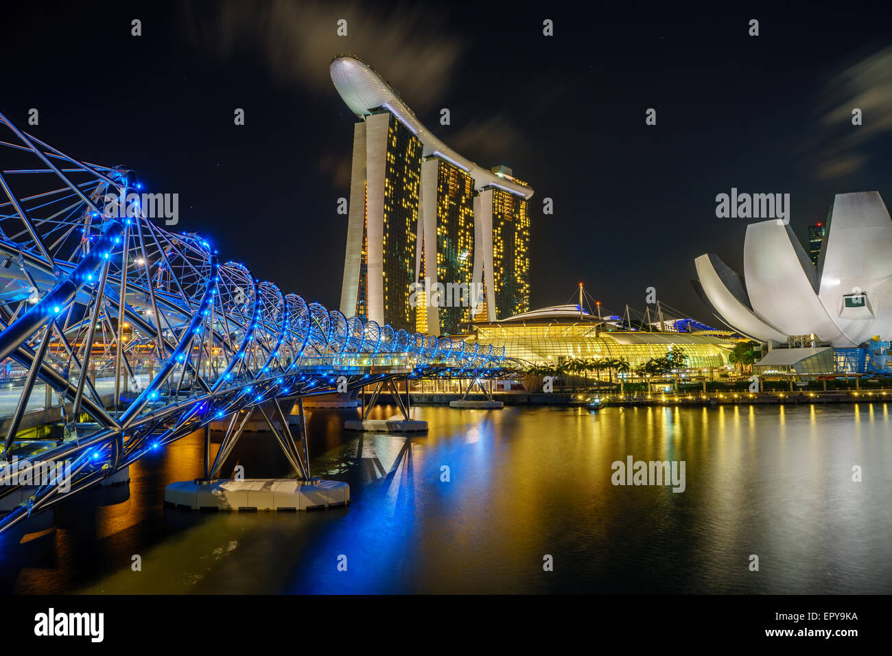 DNA Bridge and Marina Bay Sands, Singapore Stock Photo - Alamy