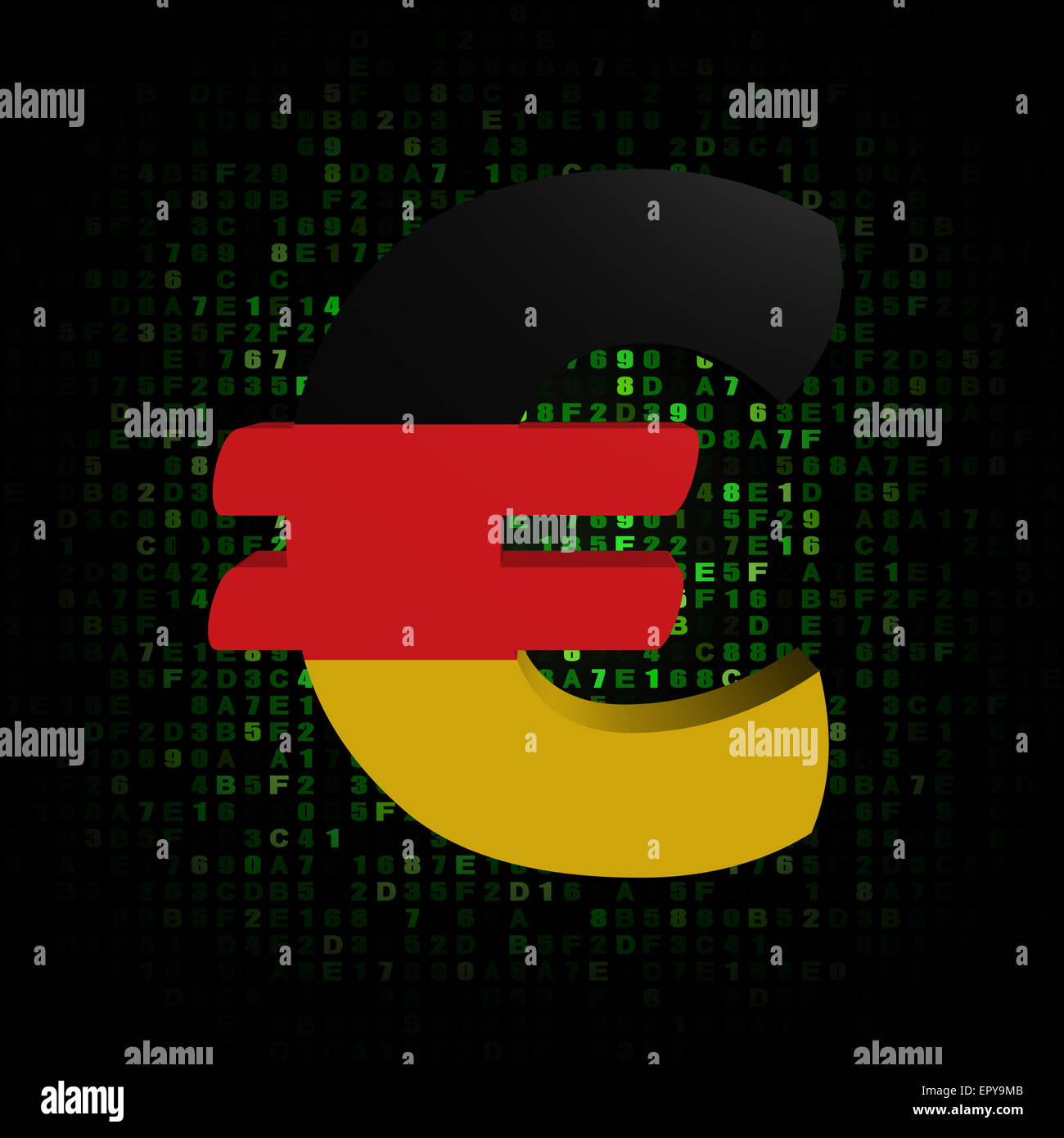 Euro symbol with German flag on hex code illustration Stock Photo - Alamy