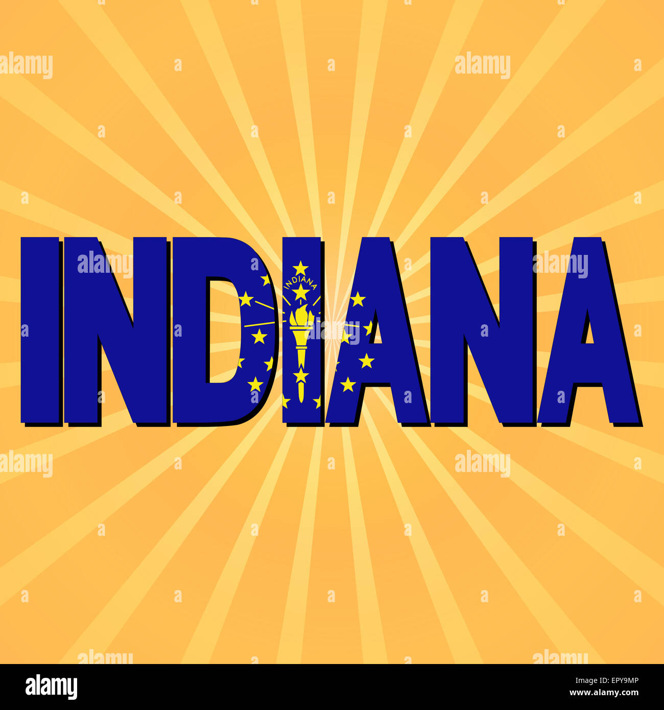 Indiana flag text with sunburst illustration Stock Photo - Alamy