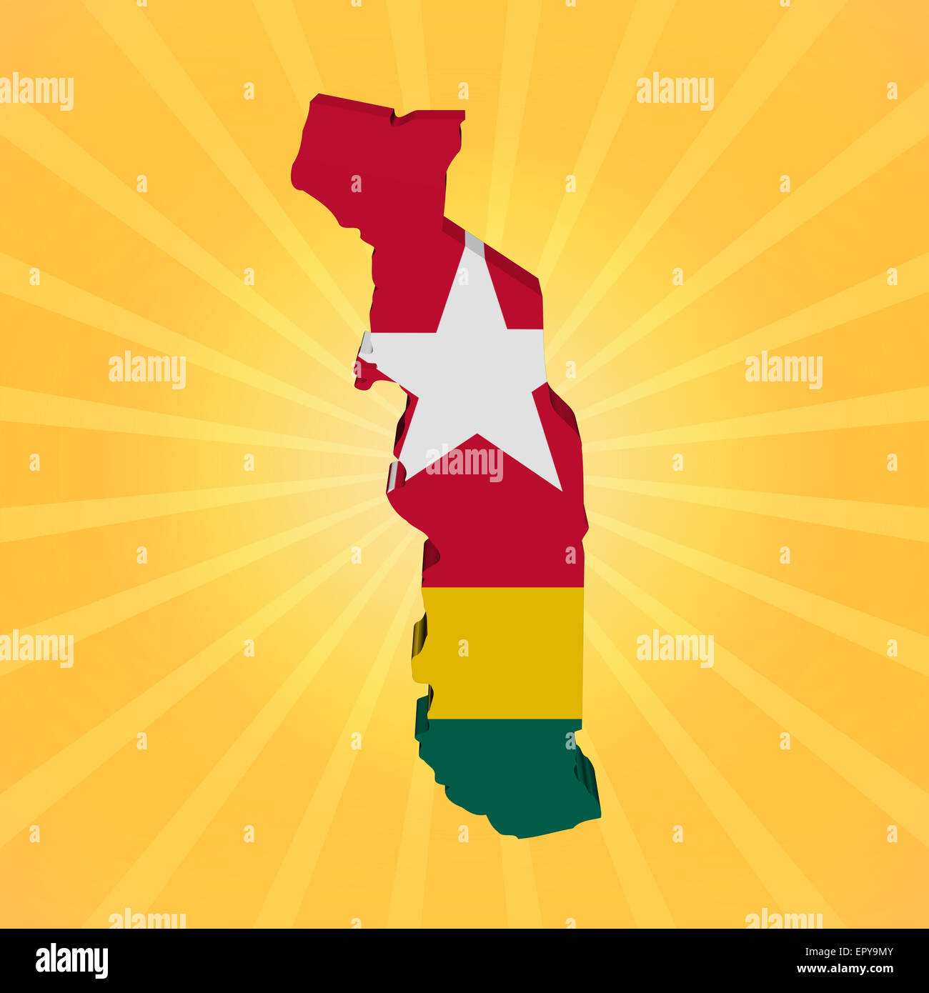 Togo map flag on sunburst illustration Stock Photo - Alamy