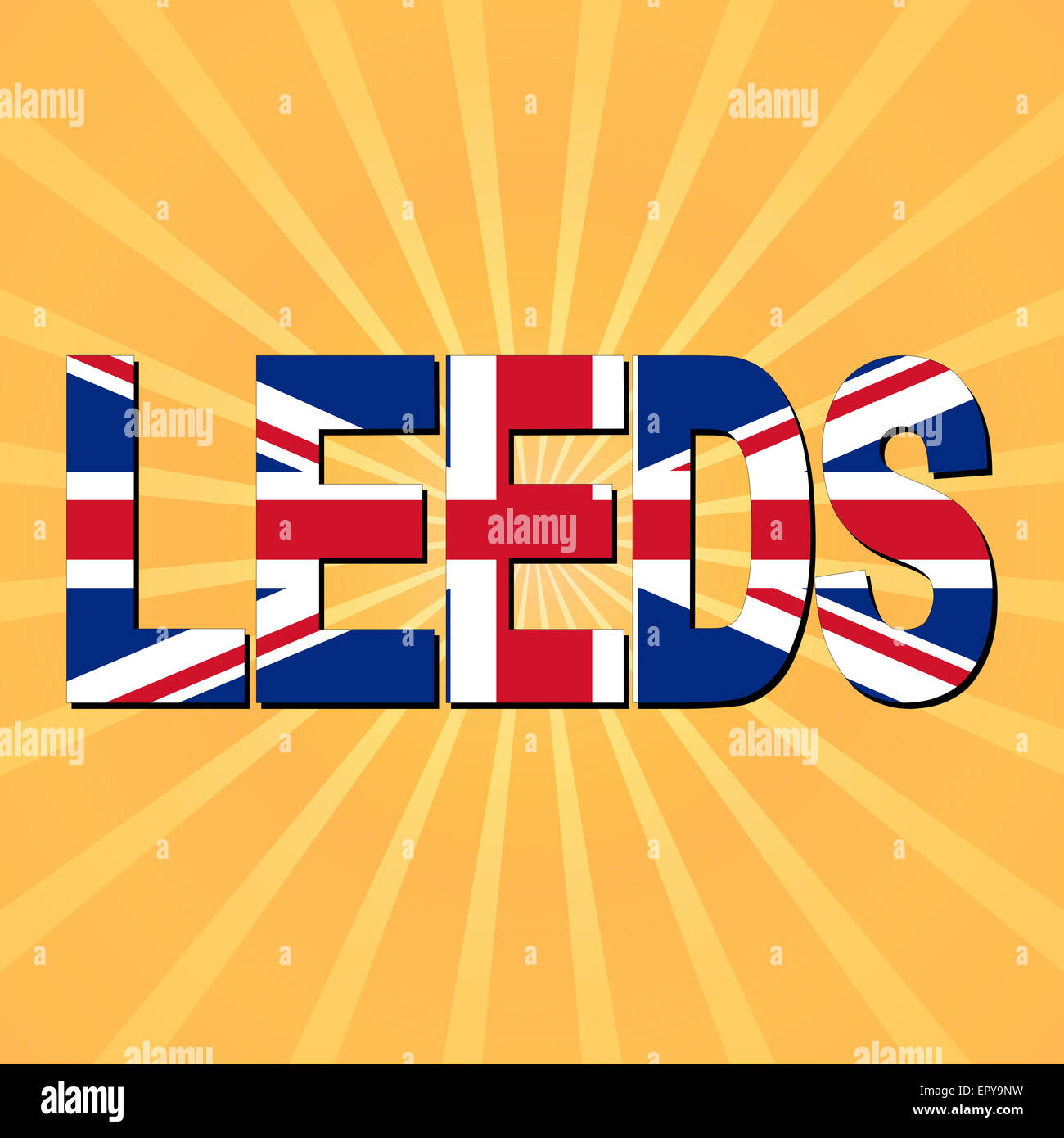 Leeds flag text with sunburst illustration Stock Photo - Alamy