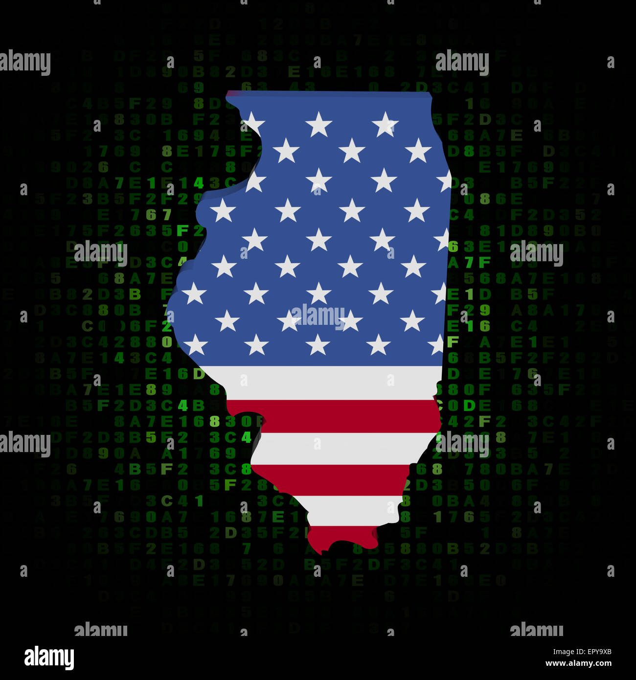 Illinois state map flag on hex code illustration Stock Photo - Alamy