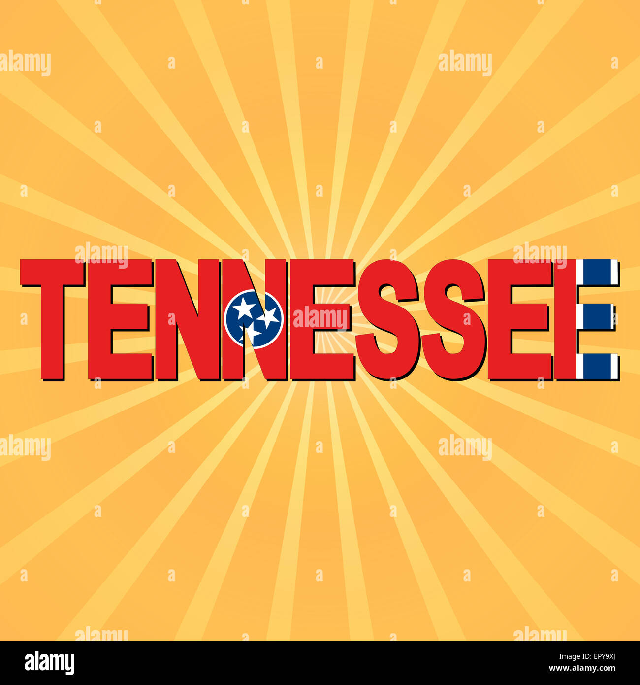 Tennessee flag text with sunburst illustration Stock Photo - Alamy