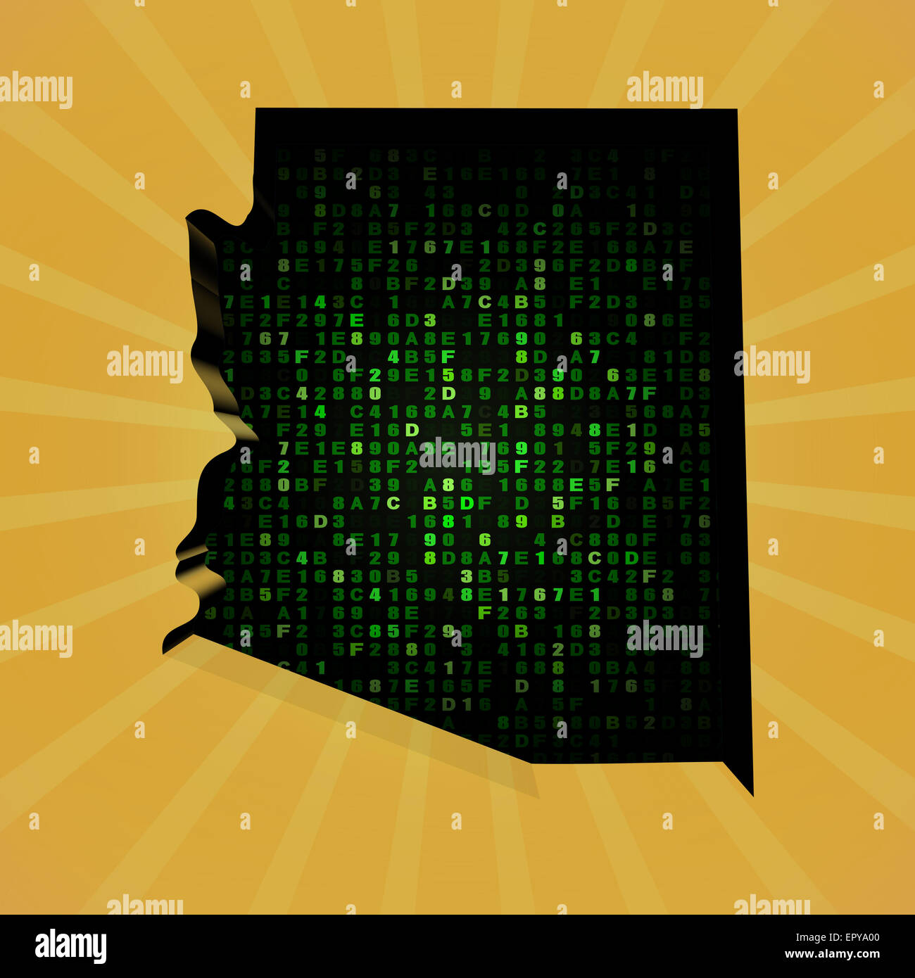Arizona sunburst map with hex code illustration Stock Photo - Alamy