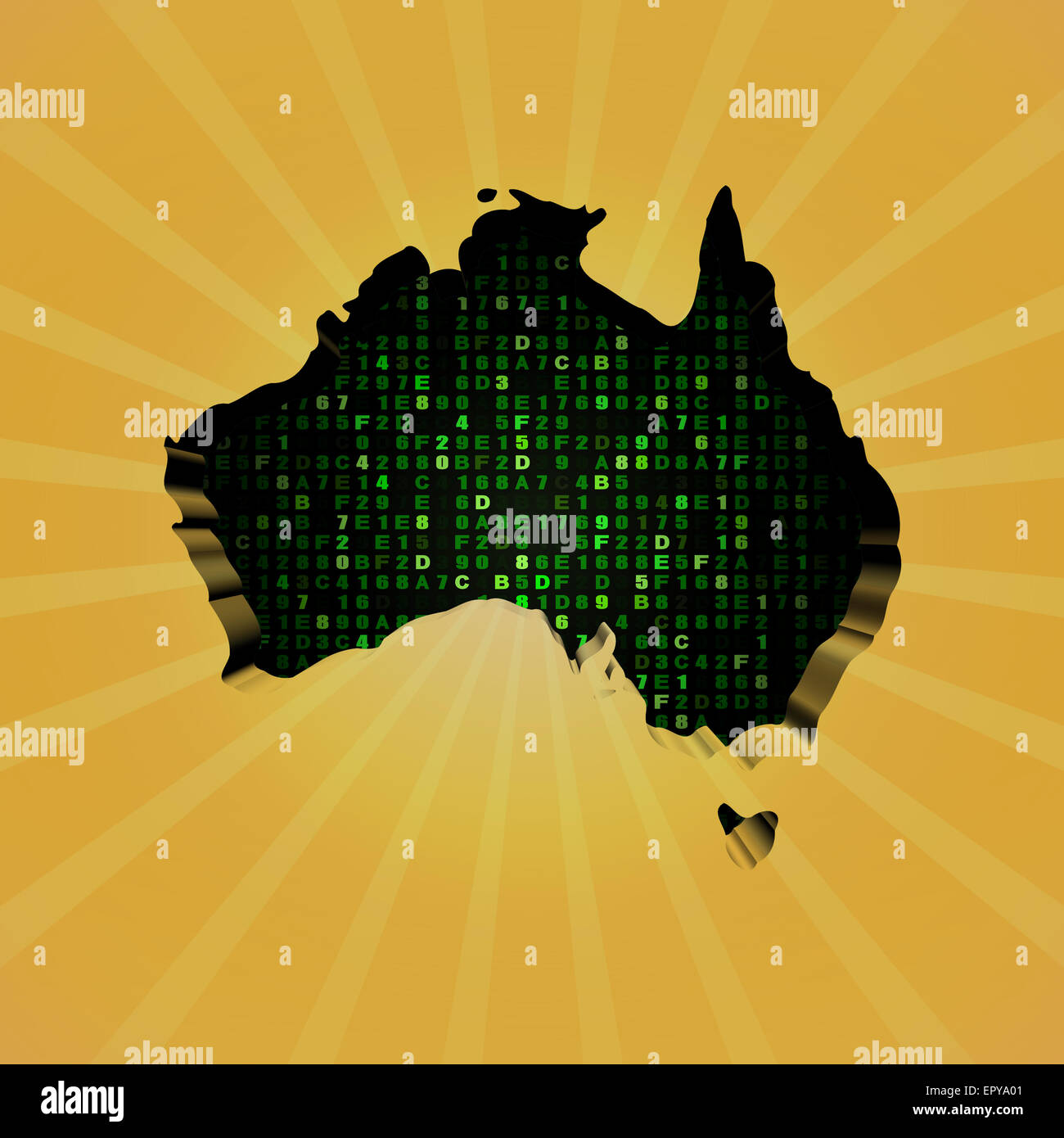 Australia sunburst map with hex code illustration Stock Photo - Alamy