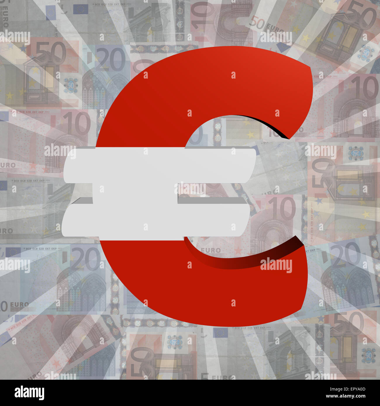 Euro symbol with Austrian flag on Euro currency illustration Stock ...