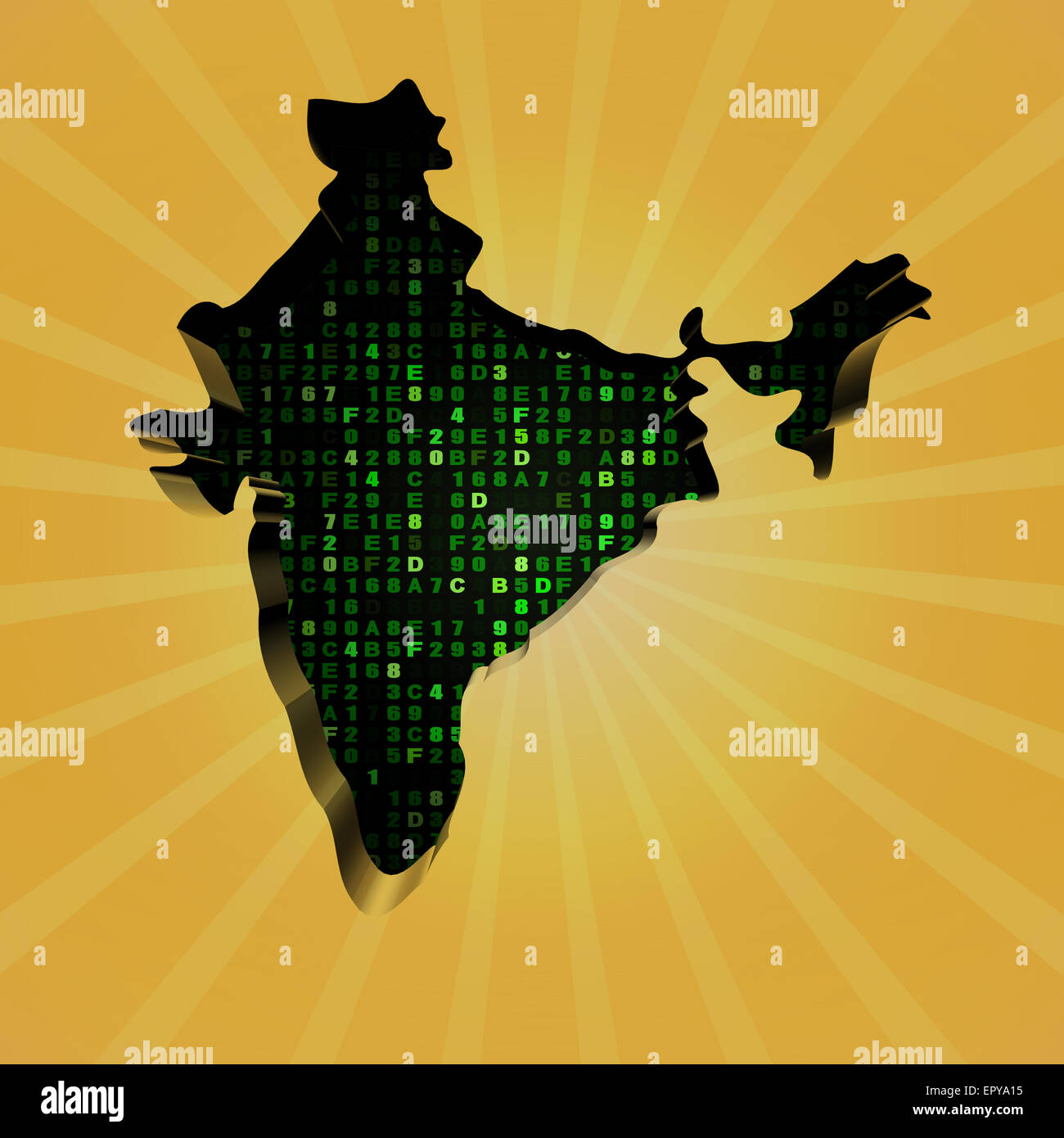 India sunburst map with hex code illustration Stock Photo - Alamy
