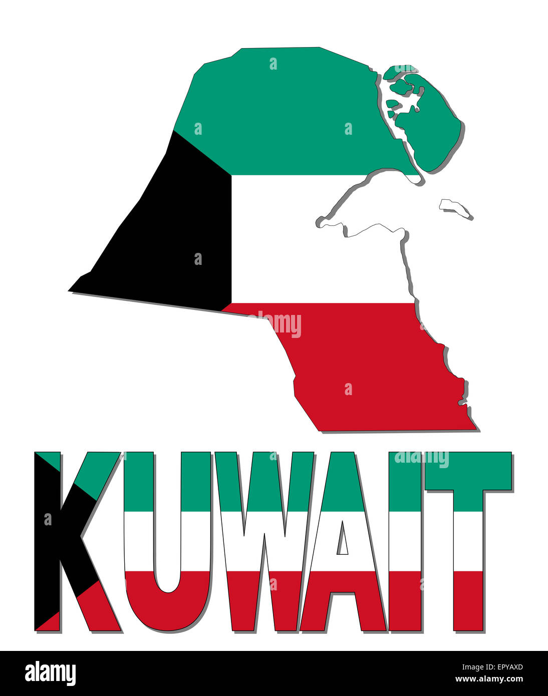 Kuwait map flag and text illustration Stock Photo - Alamy