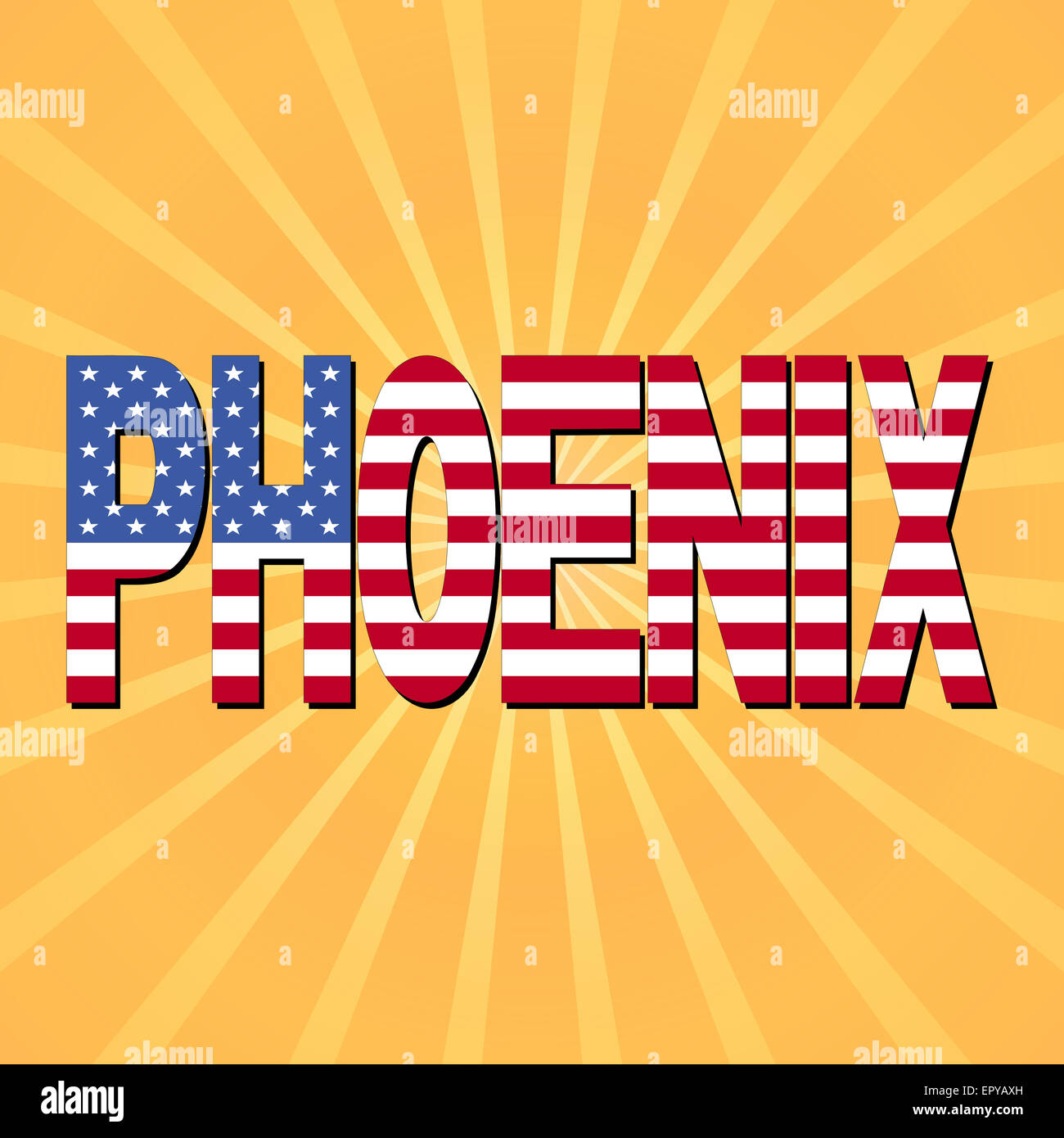 Phoenix flag text with sunburst illustration Stock Photo - Alamy