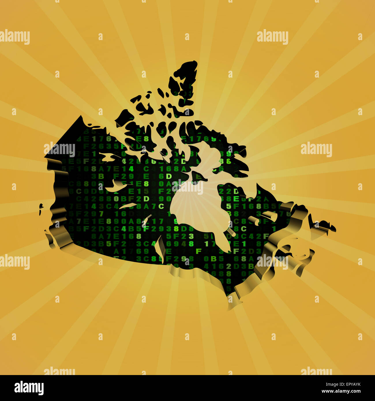 Canada sunburst map with hex code illustration Stock Photo - Alamy