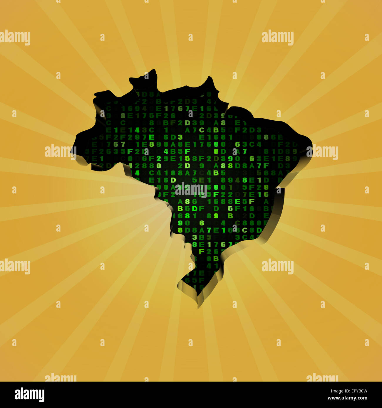 Brazil sunburst map with hex code illustration Stock Photo - Alamy