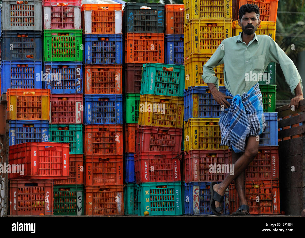 Colourful Crates, India Stock Photo - Alamy