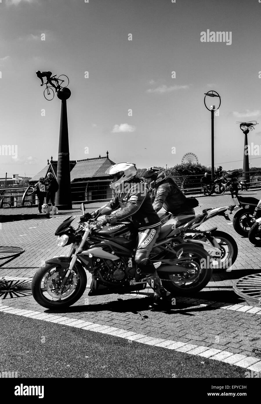 Two Motor bikers at the Southport Stock Photo - Alamy
