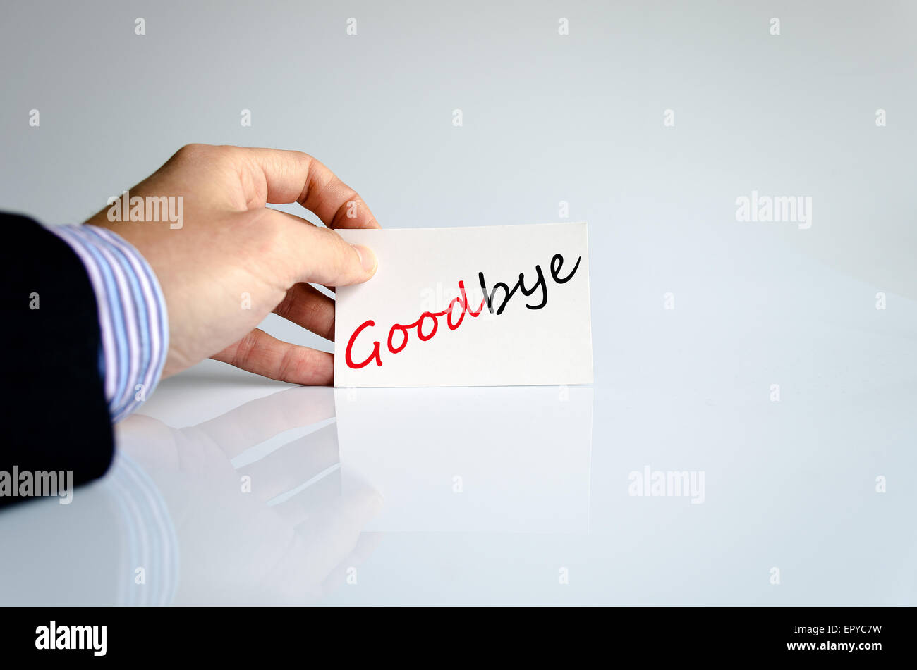 Business man hand writing Goodbye Stock Photo - Alamy